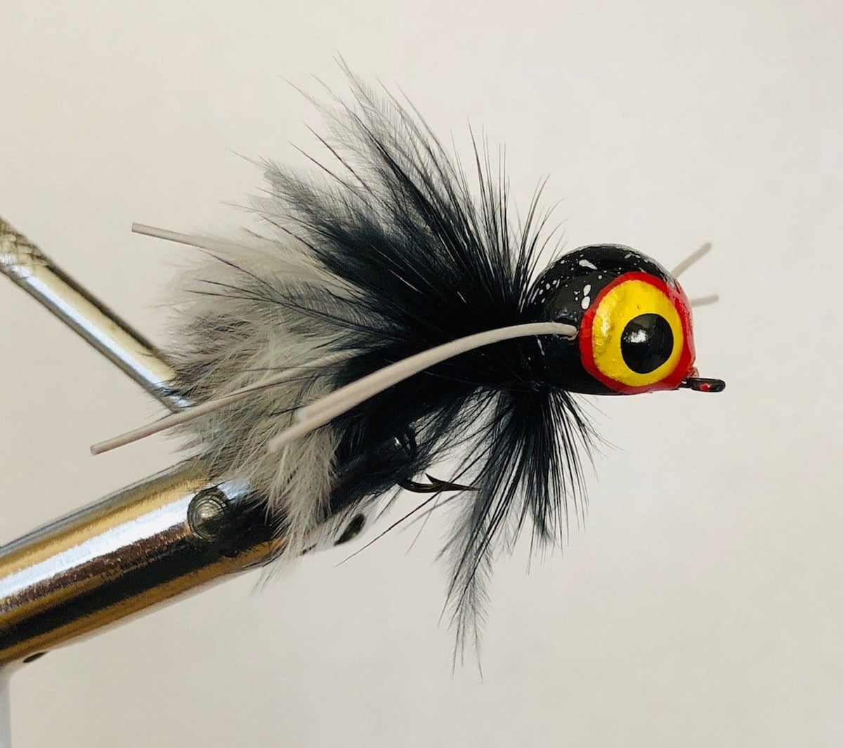 Black and White Spherical Panfish Popper Size 4 | Wild Water Fly Fishing